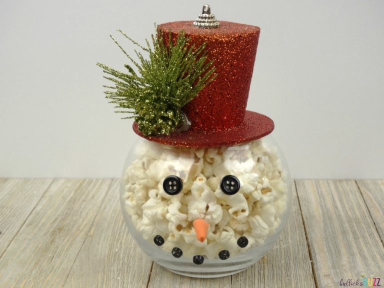 Popcorn Snowman Jar - Easy DIY Holiday Decor and Gift - Bullock's Buzz