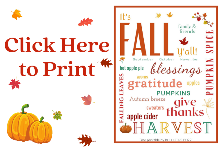 Fall Subway Art Printable - Bullock's Buzz