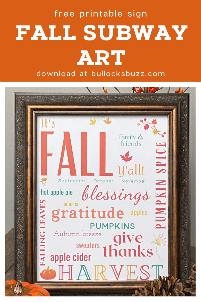 Fall Subway Art Printable - Bullock's Buzz