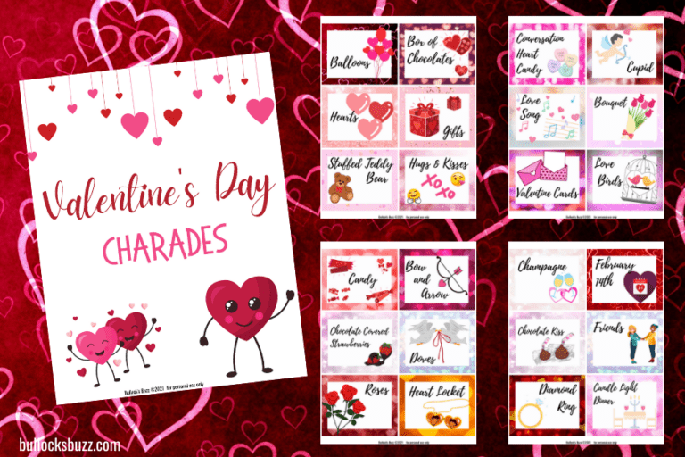 Valentine's Charades Printable Game - Bullock's Buzz