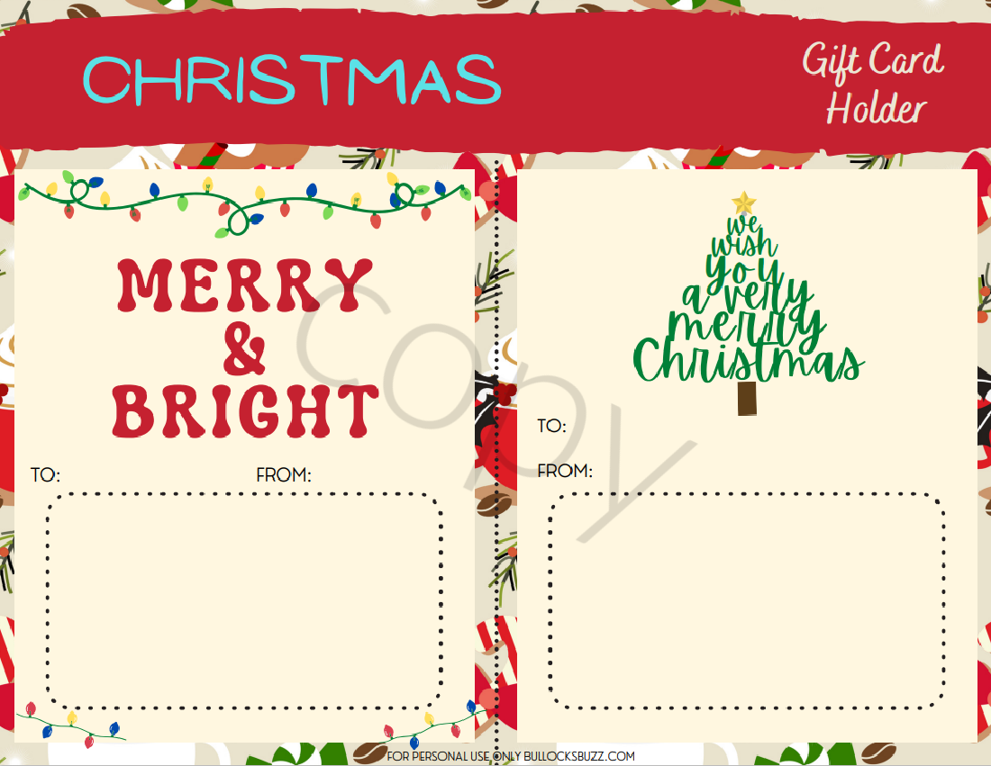 Printable Christmas Gift Card Holders - Bullock's Buzz