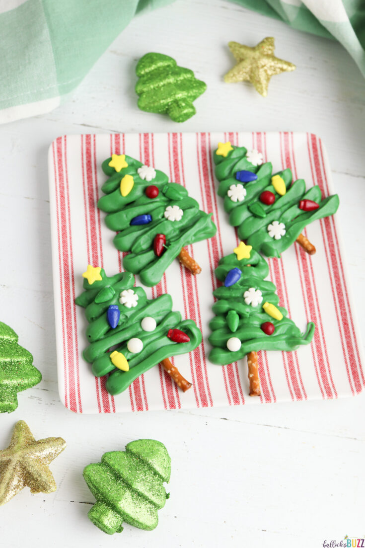 Pretzel Christmas Trees - No-Bake Christmas Treat - Bullock's Buzz
