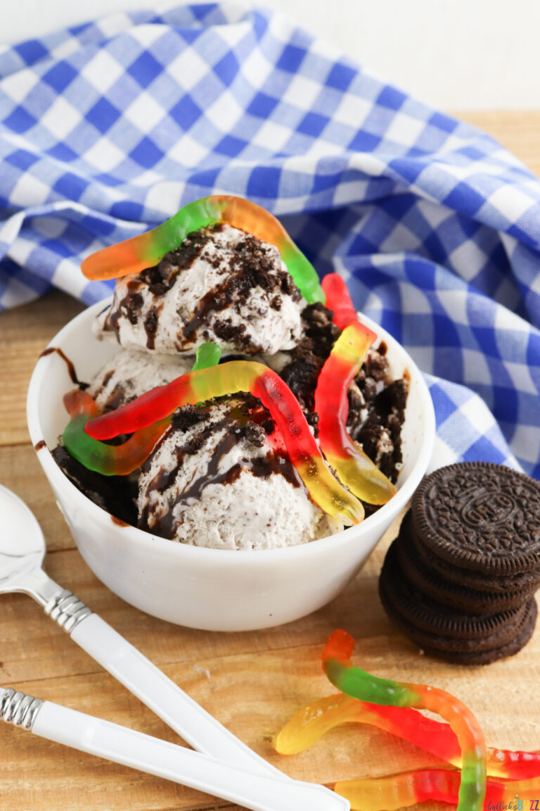 Easy Dirt and Worms Ice Cream Sundae Dessert Recipe - Bullock's Buzz