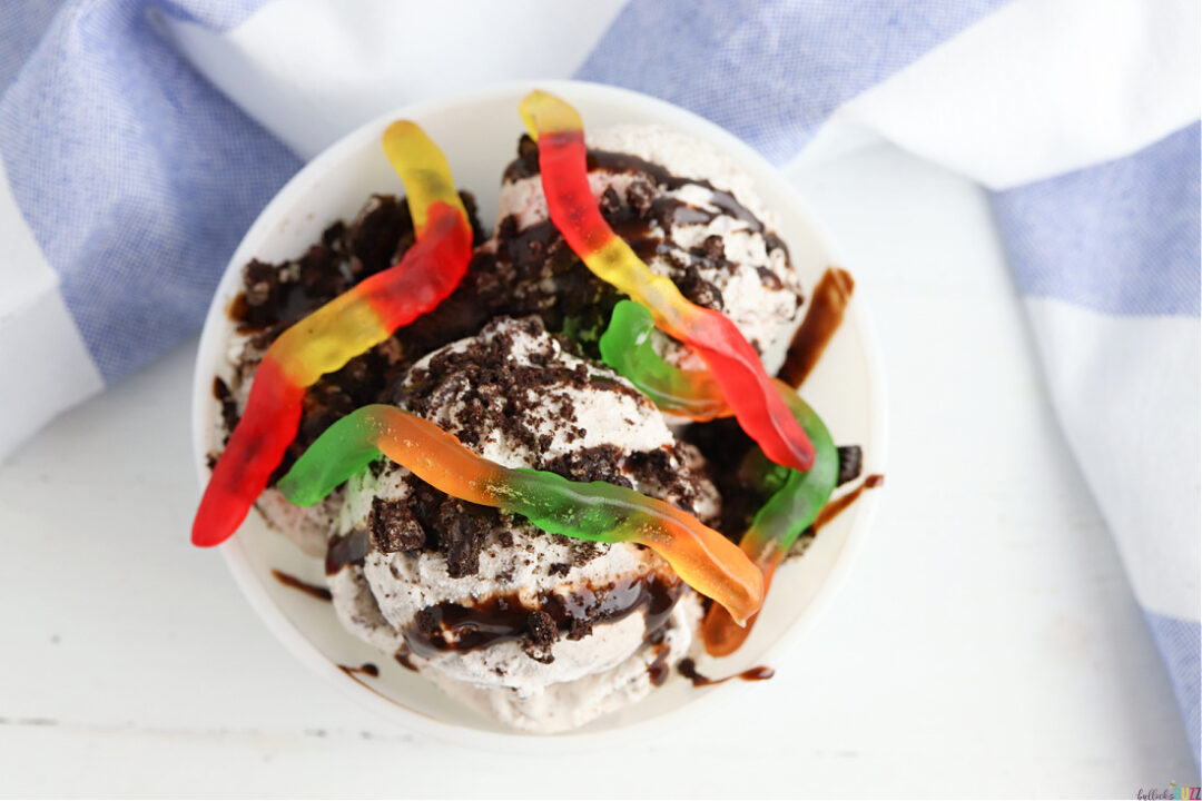 Easy Dirt and Worms Ice Cream Sundae Dessert Recipe - Bullock's Buzz